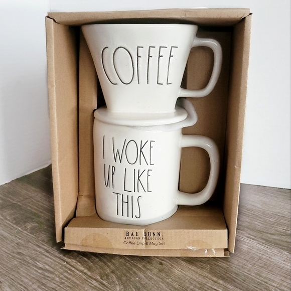 Rae Dunn | Kitchen | Rae Dunn Coffe Drip Mug Set New I Woke Up Like ...